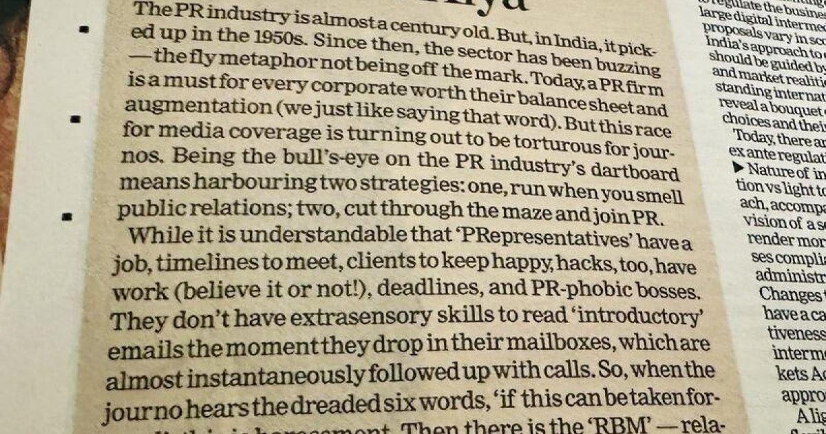 ET puts out anti-PR edit page piece, India's PR… | PRmoment.in